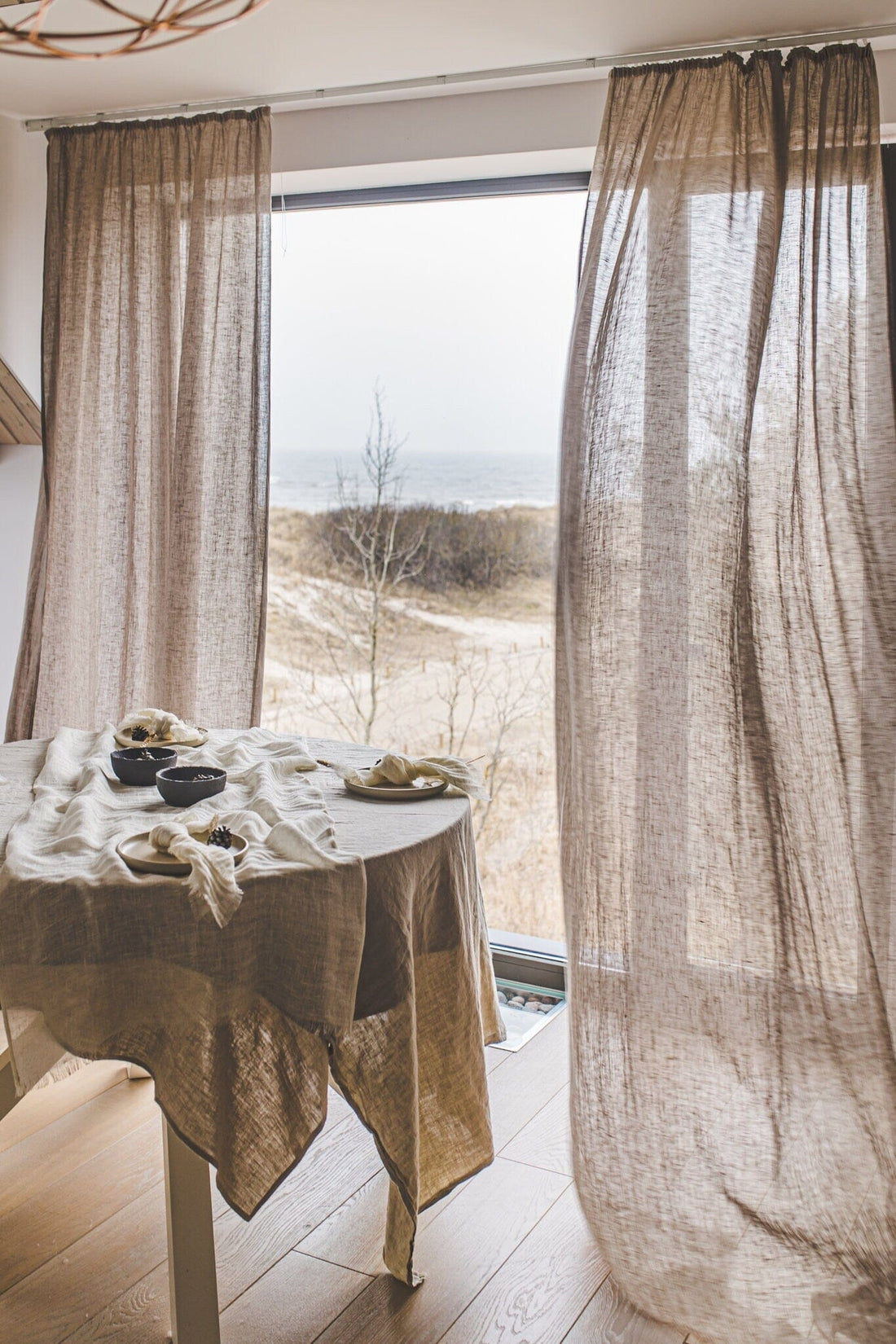 Linen See-Through Day Curtain with Ripple Fold – Old Linen Mill