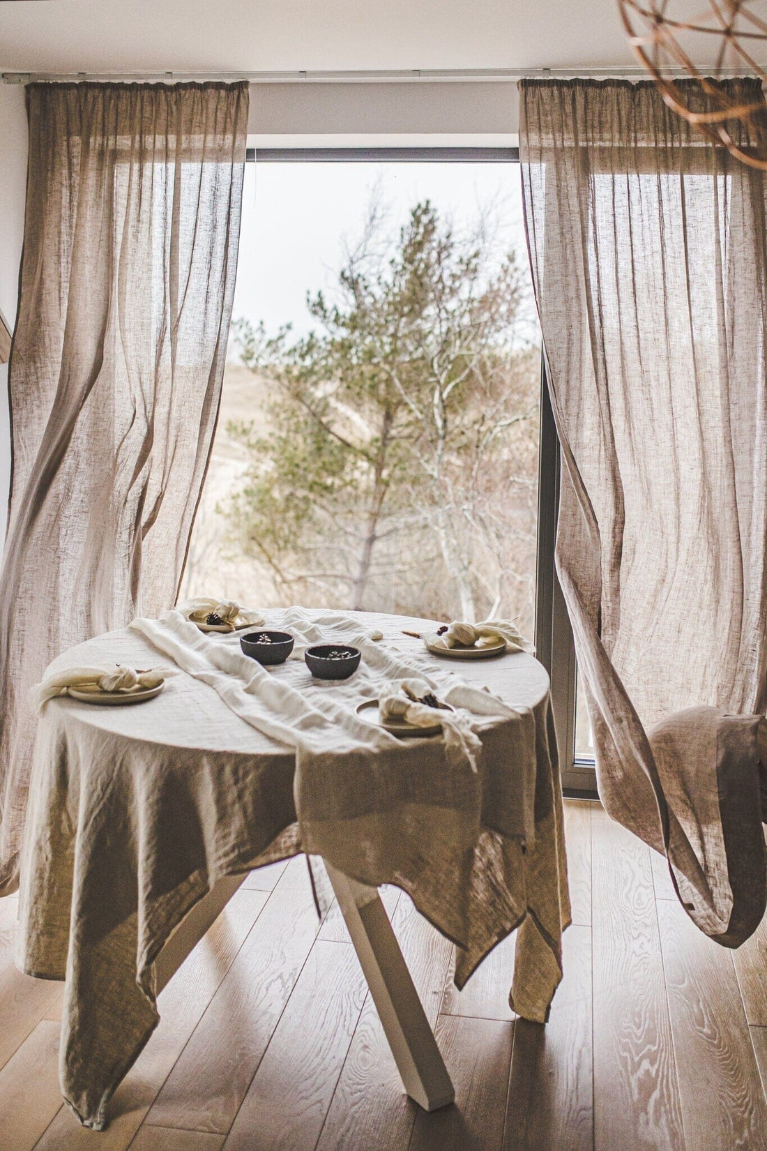 Linen See-Through Day Curtain with Ripple Fold – Old Linen Mill