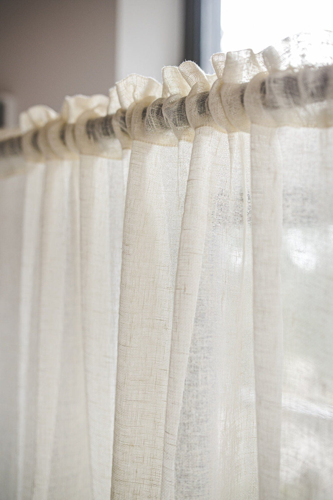 Linen See-Through Day Curtain with Crown Rod Pocket – Old Linen Mill